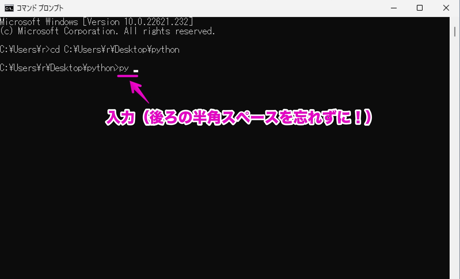 Windowsでのpython実行方法。ファイルのプログラムの実行してみよう｜python入門 