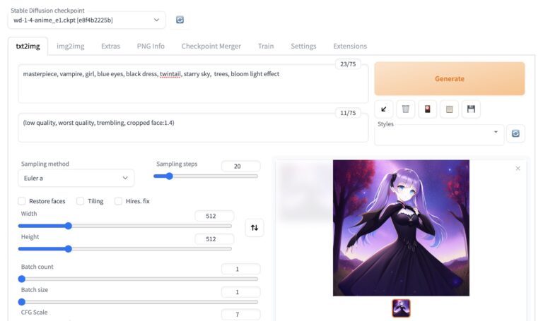 Waifu Diffusion 1.4 Animeの使い方（Google Colab）