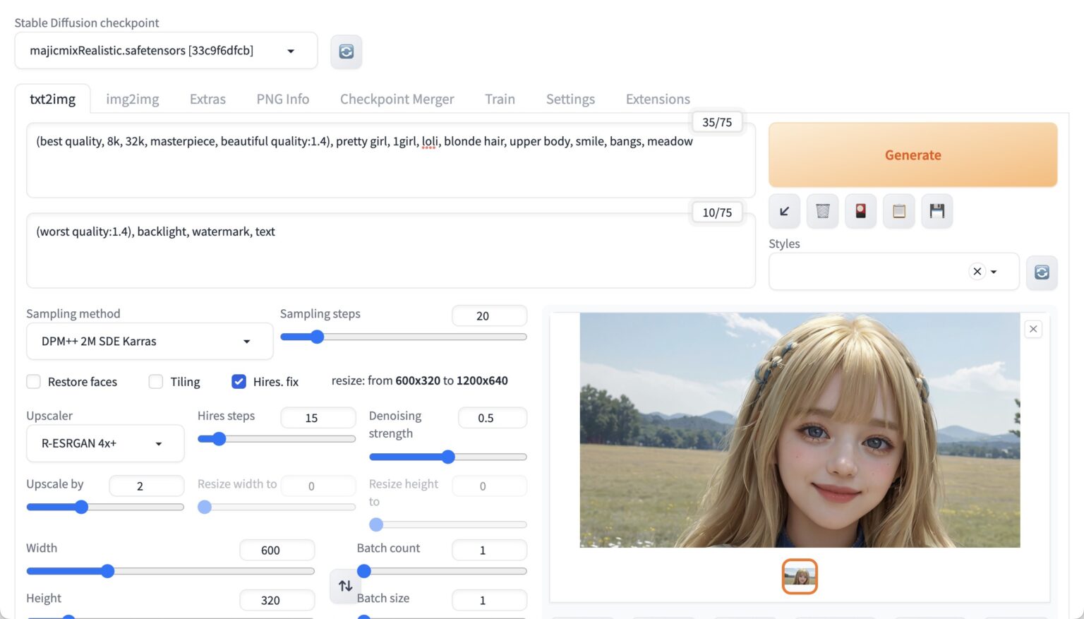 【Stable Diffusion】majicMIX realisticの使い方（Google Colab）